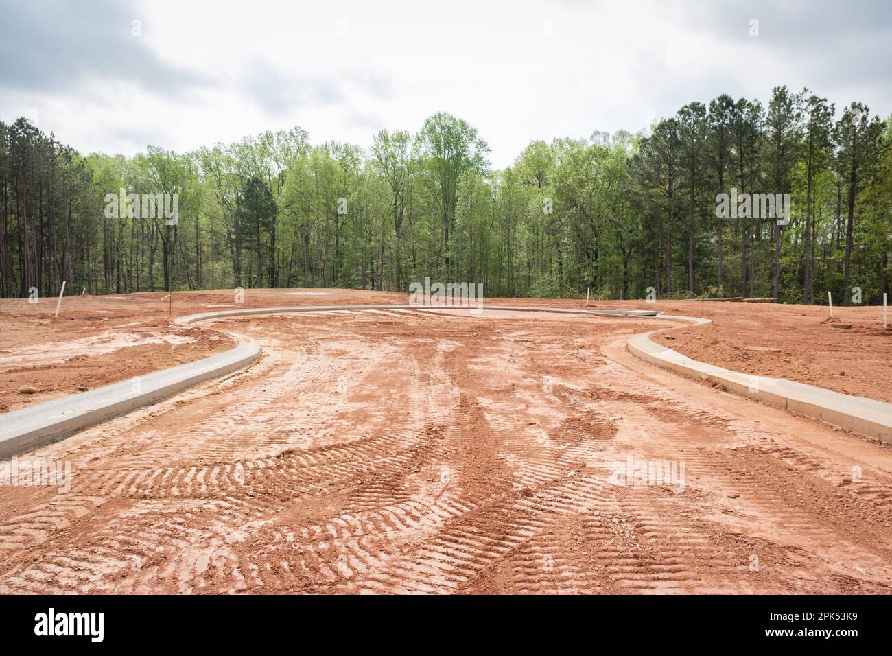 Curb construction site work at a new housing development Stock Photo ...