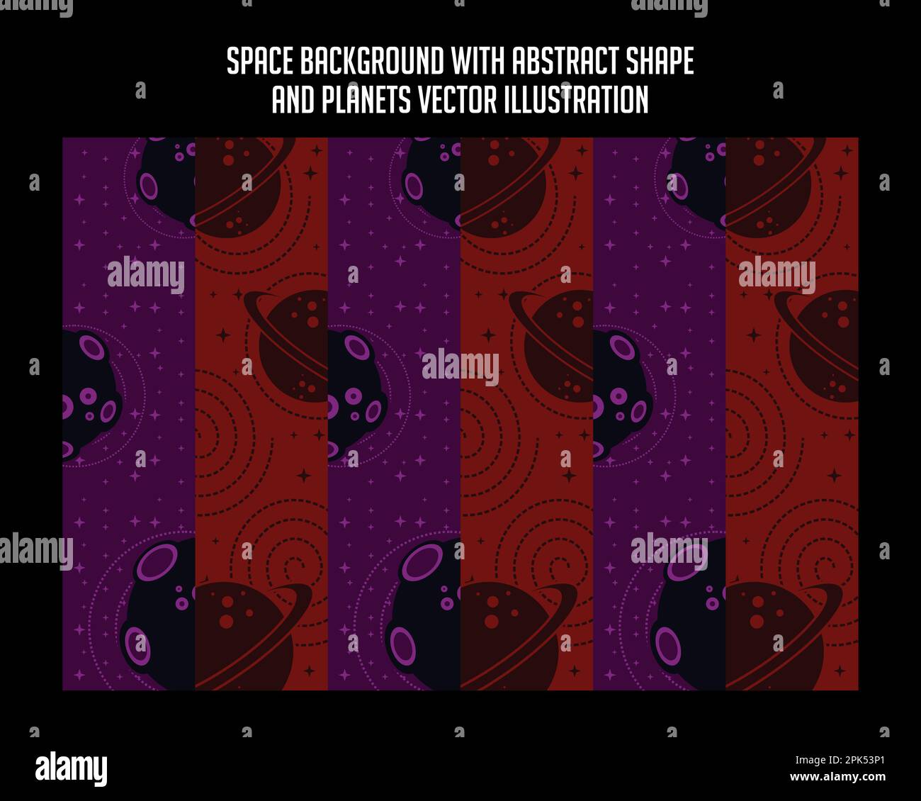 Set of Space background with abstract shape and planets vector ...