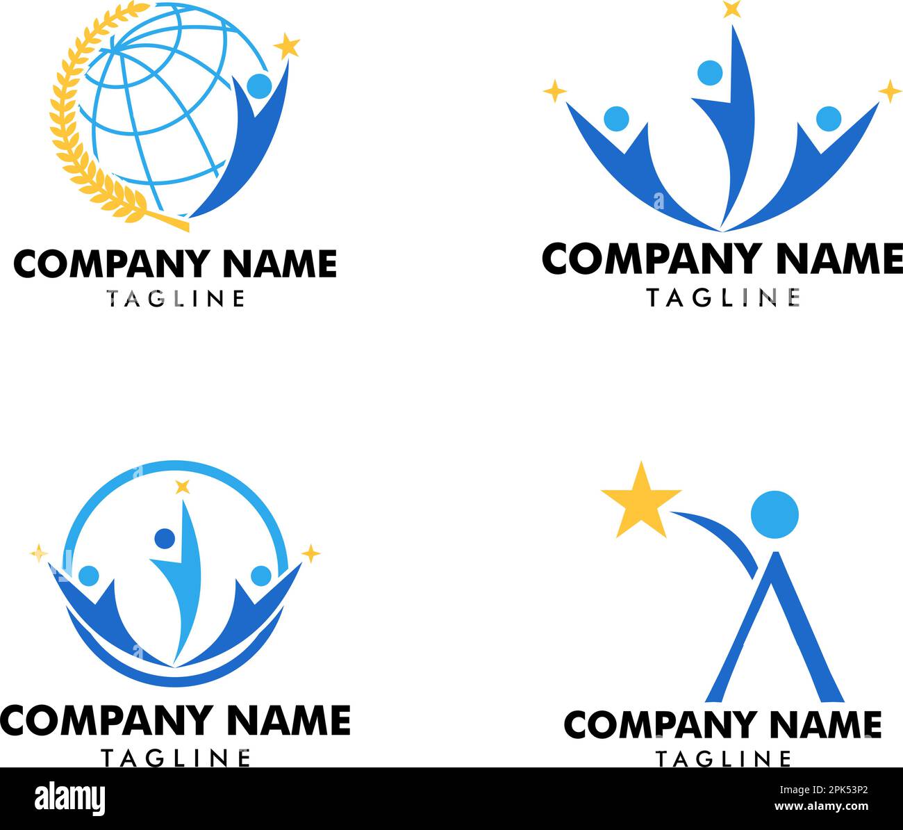 Set of Success people logo design vector template Stock Vector Image ...