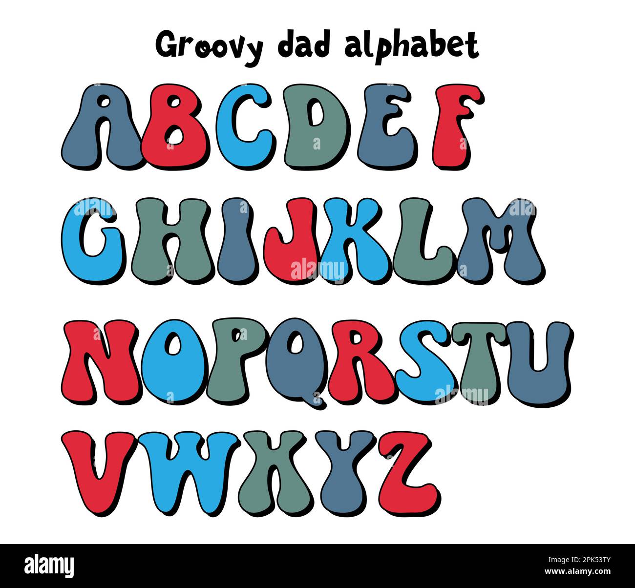 Groovy alphabet fathers day. Hippie retro letters Stock Vector Image ...