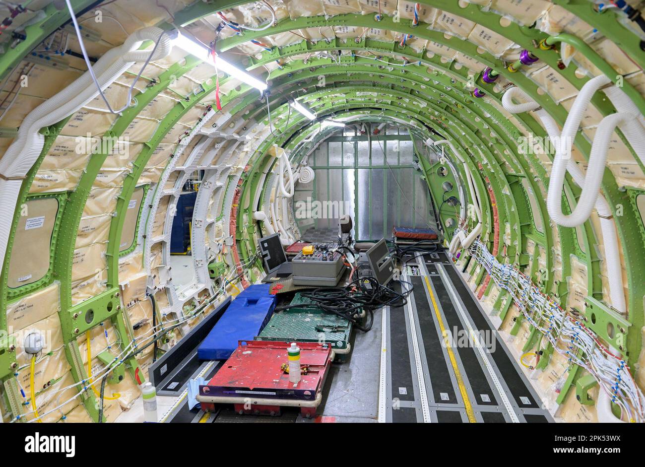 Montreal, Canada. 05th Apr, 2023. Inside the fuselage of a Bombardier ...