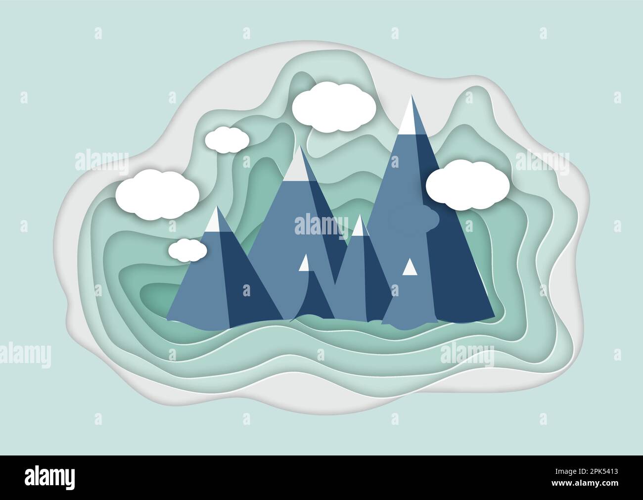 Colorful mountain paper cut style. Vector illustration of a mountain ...
