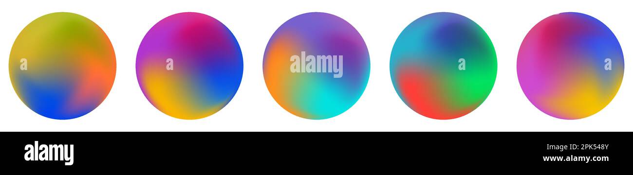 Circle holographic gradients set. Vector illustration isolated on white ...