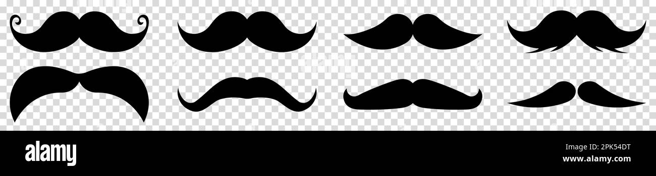 Mustache Icon Set. Vector illustration isolated on transparent ...
