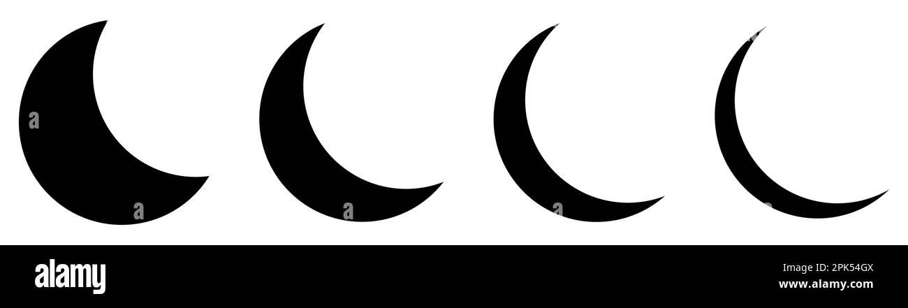 Set of moon crescent icons. Different shapes of moon. Vector ...