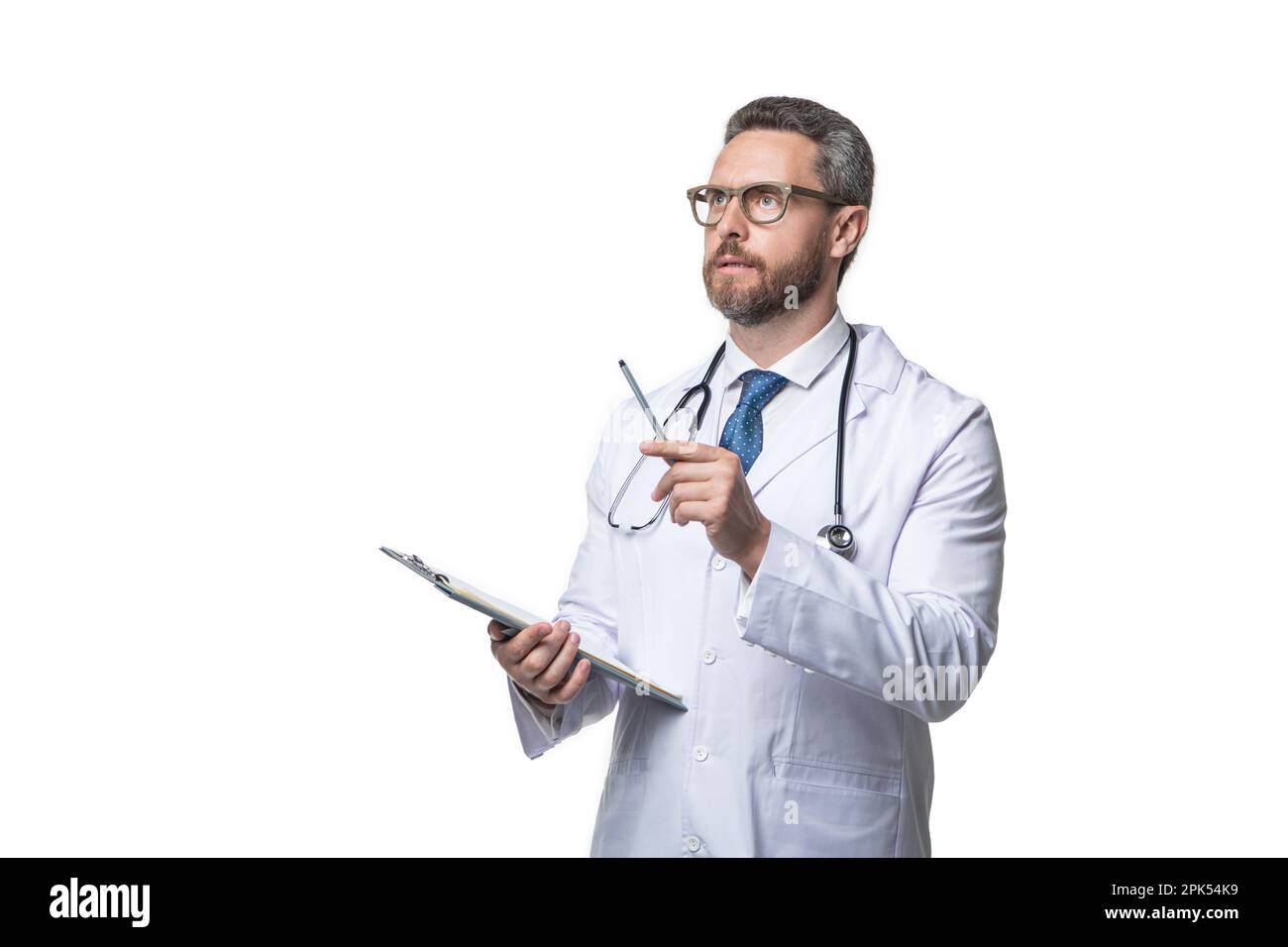 thinking internist with prescription on background. photo of internist ...