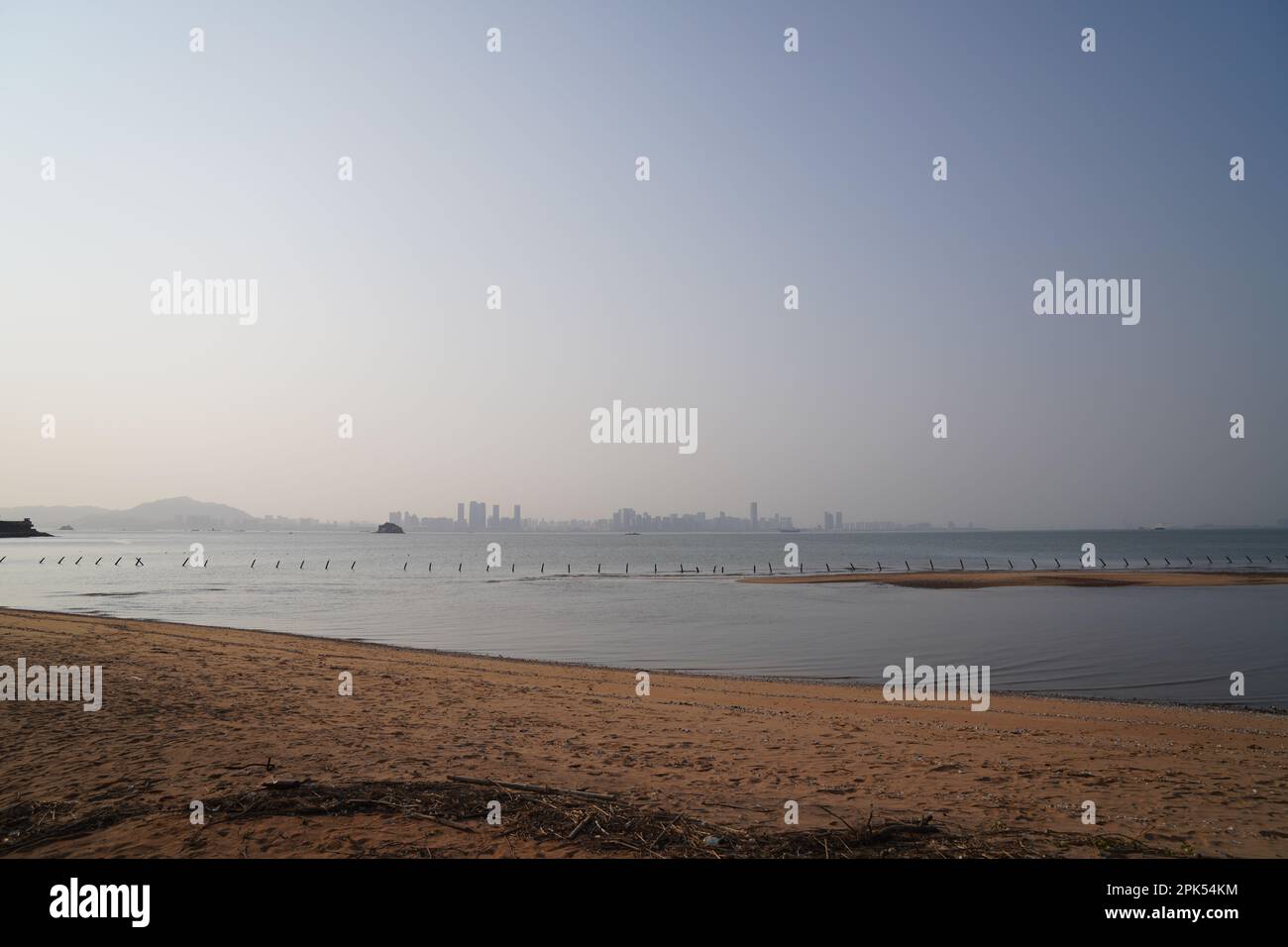 Chinese City Xiamen seen from the Taiwanese island Kinmen with coastal ...
