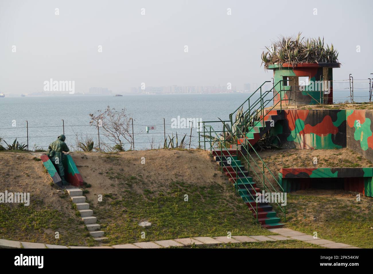 Chinese City Xiamen seen from the Taiwanese island Kinmen with coastal ...