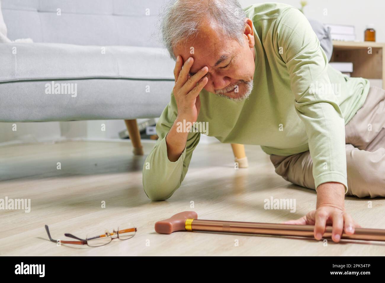 Elderly people accident slip and fall, Accident of senior slip and fall to floor Stock Photo - Alamy
