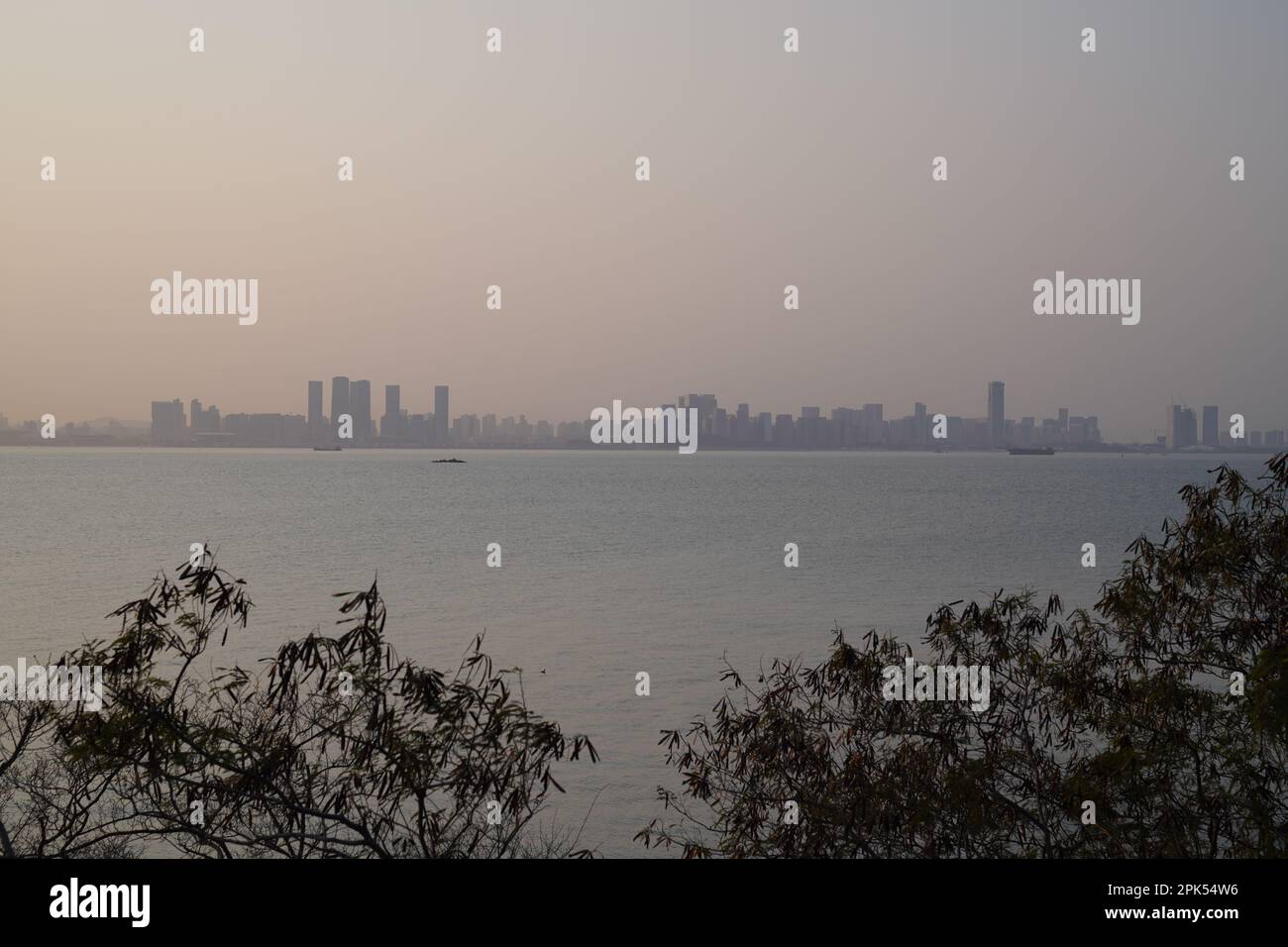 Chinese City Xiamen seen from the Taiwanese island Kinmen Stock Photo ...