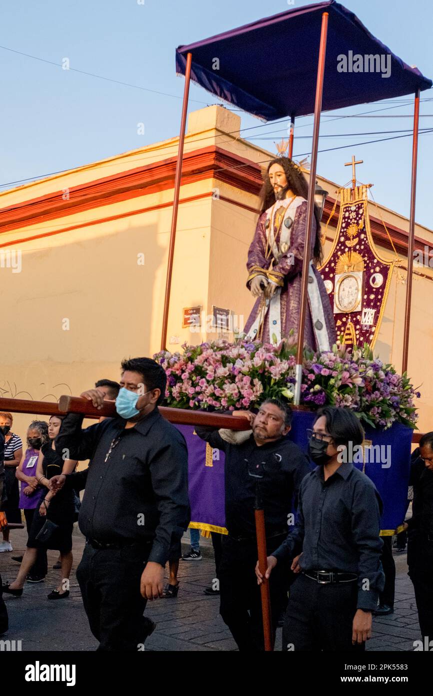 Semana Santa (Holy week) procession, Oaxaca de Juarez, Mexico Stock ...