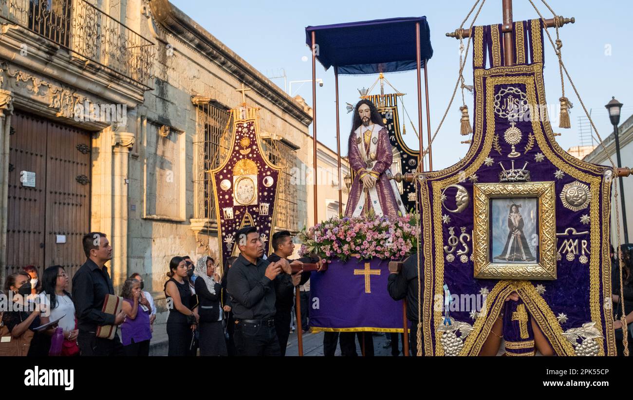 Semana Santa (Holy week) procession, Oaxaca de Juarez, Mexico Stock ...