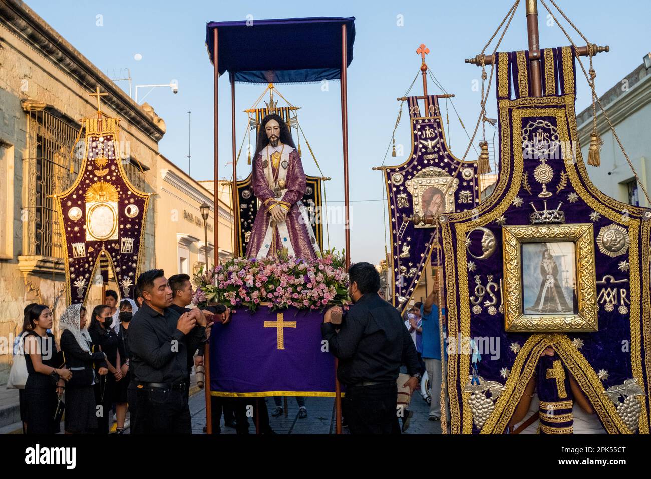 Semana Santa (Holy week) procession, Oaxaca de Juarez, Mexico Stock ...