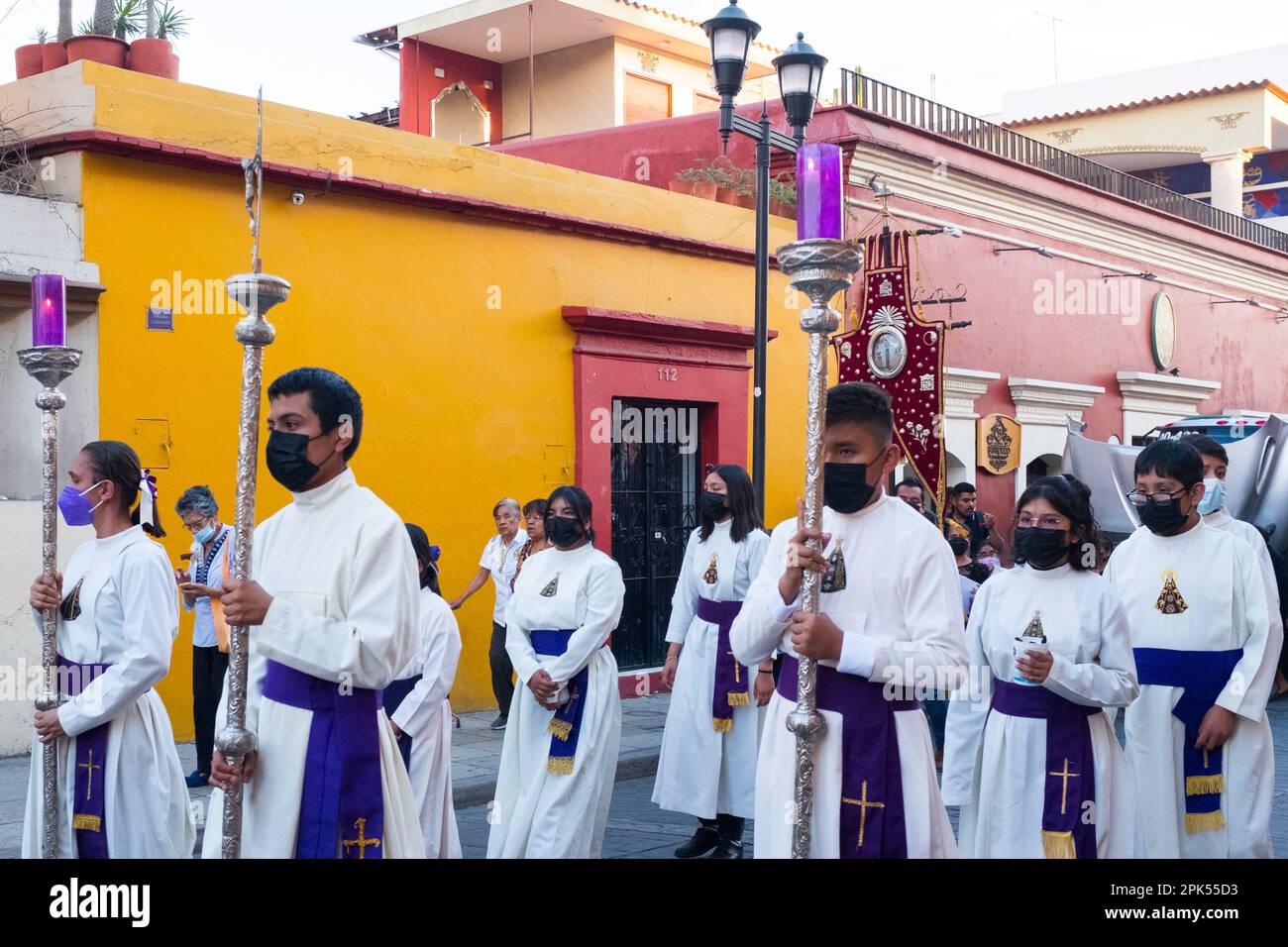 Semana Santa (Holy week) procession, Oaxaca de Juarez, Mexico Stock ...