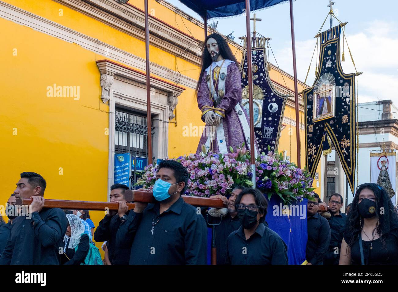 Semana Santa (Holy week) procession, Oaxaca de Juarez, Mexico Stock ...