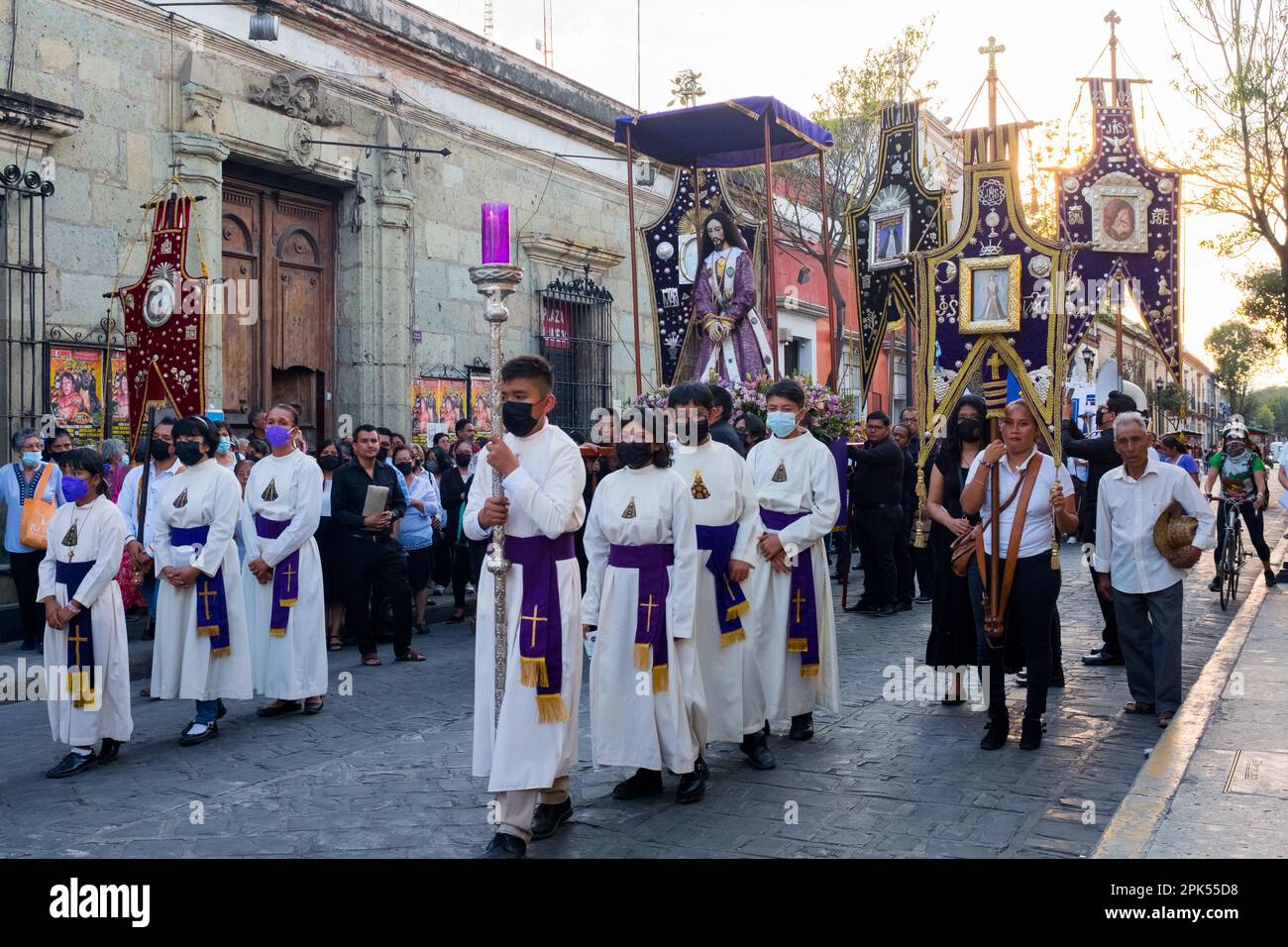 Semana Santa (Holy week) procession, Oaxaca de Juarez, Mexico Stock ...