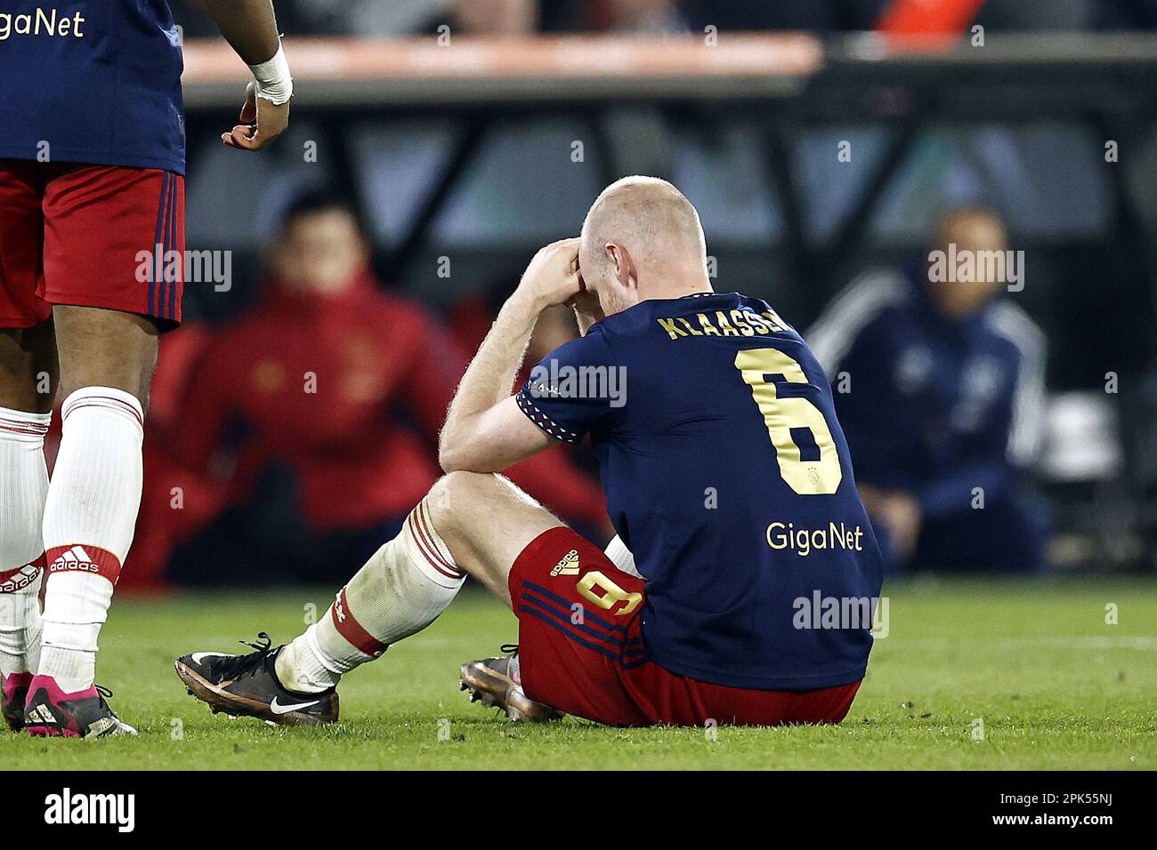 ROTTERDAM - Davy Klaassen of Ajax sits on the ground during the ...