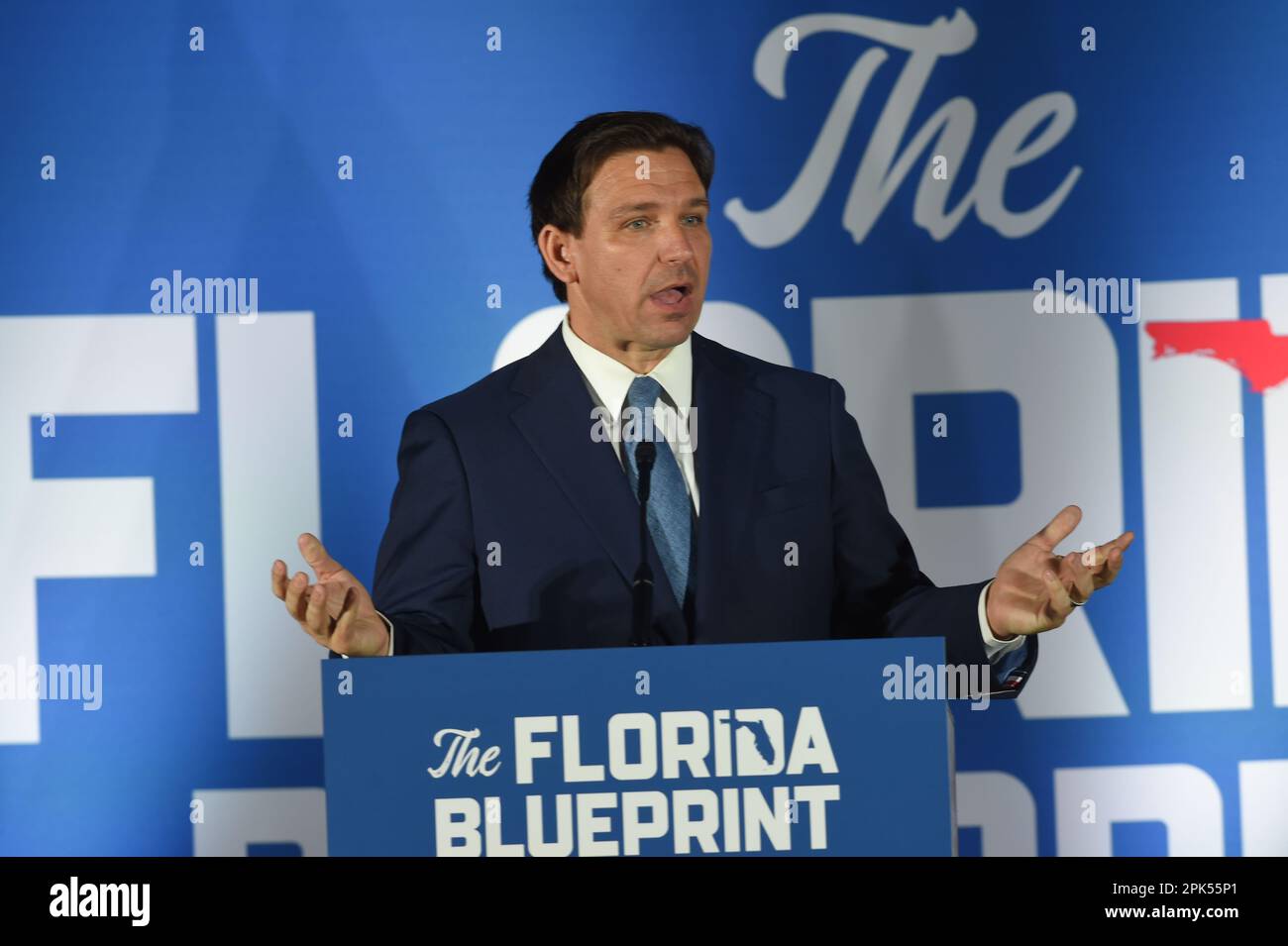 Governor Ron DeSantis (Republican of Florida) delivers remarks on “And ...