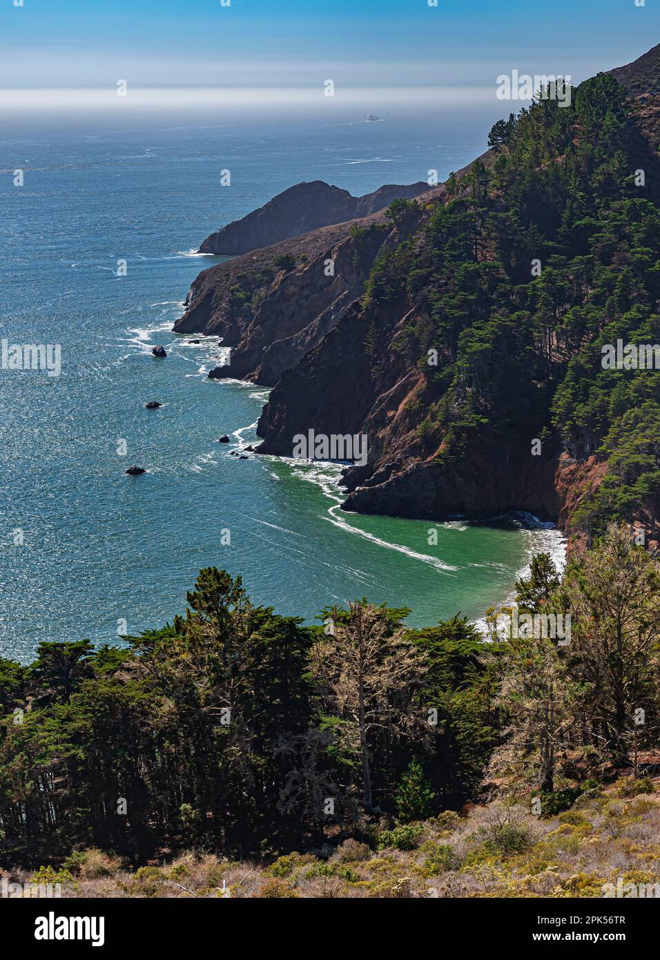 The mountain fall into the oceaat the Marin Headlands just west of the ...