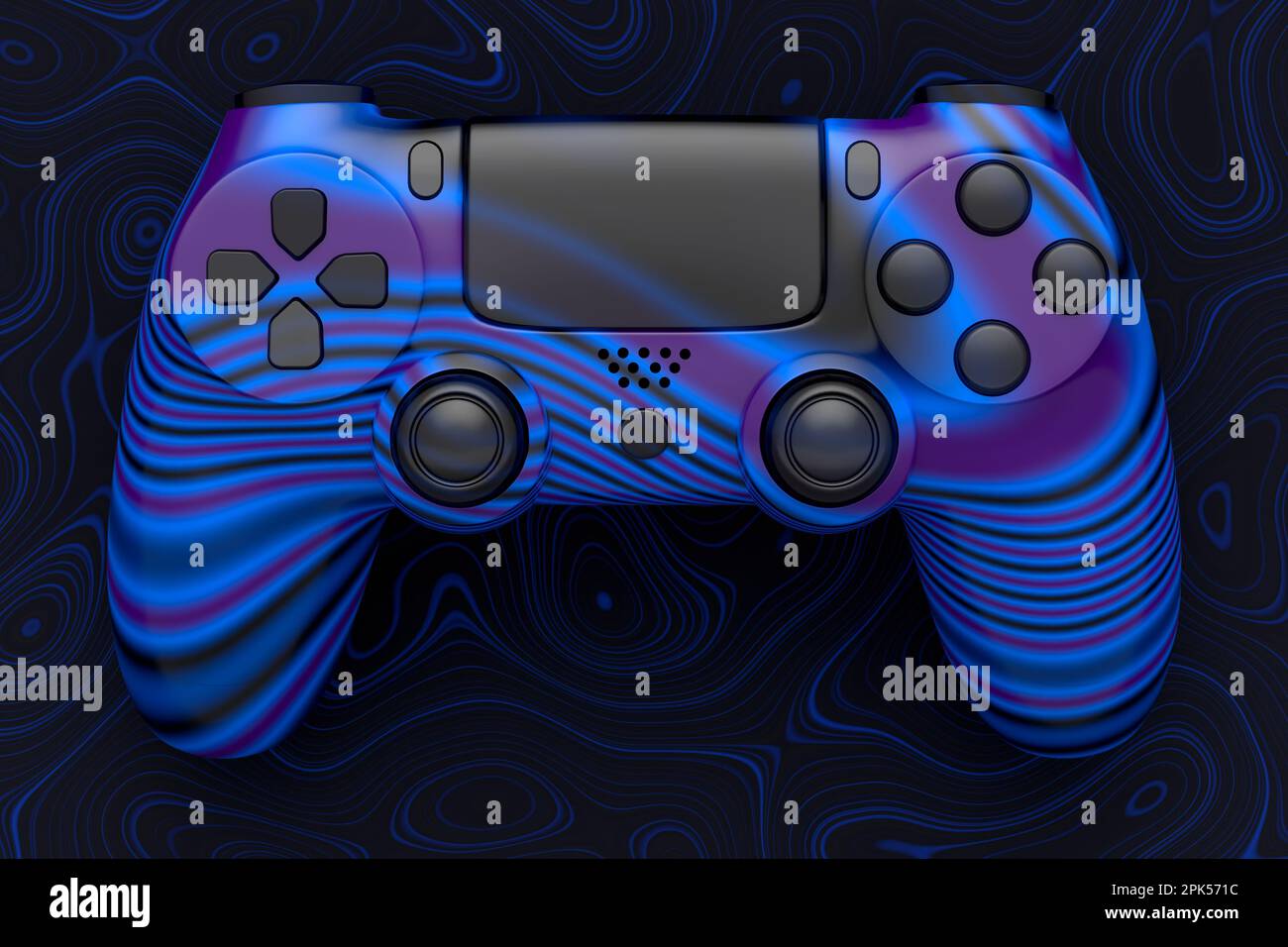 Realistic video game joystick with seamless wavy pattern on dark ...