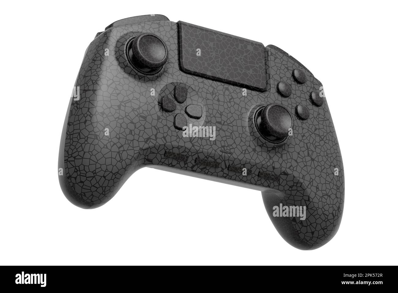 Realistic video game joystick with black chrome texture isolated on ...