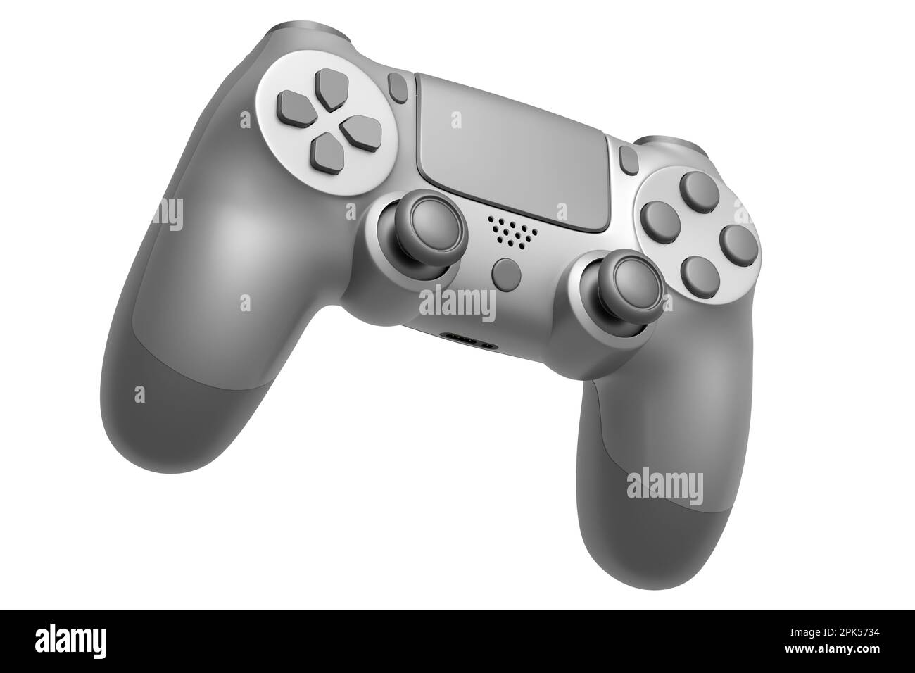 Realistic video game joystick with metallic chrome texture isolated on ...