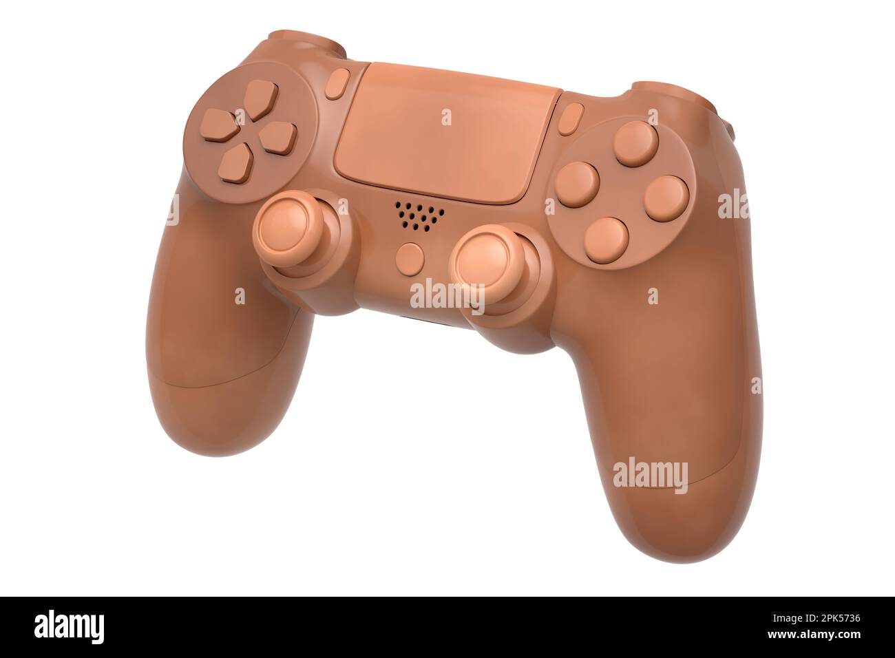 Realistic video game joystick with golden chrome texture isolated on ...