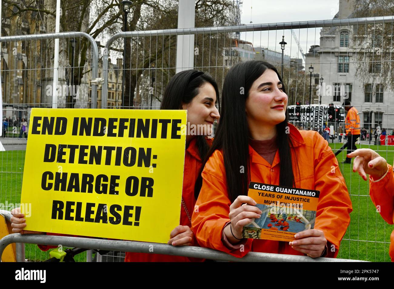 London, UK. Activists dressed in orange jump suits called for the ...