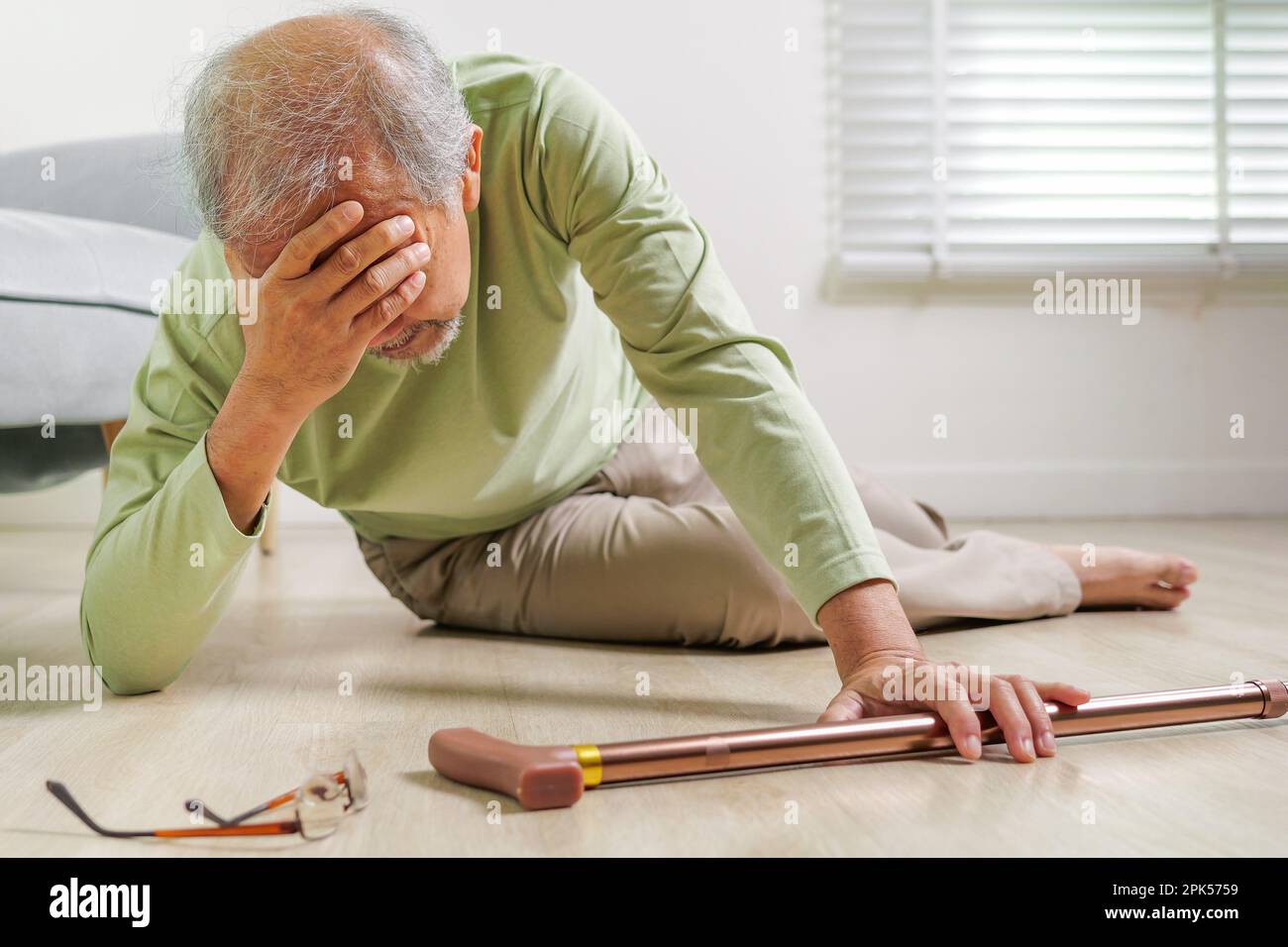 Elderly people accident slip and fall, Accident of senior slip and fall to floor Stock Photo - Alamy