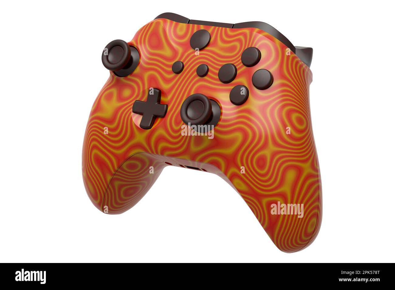 Realistic video game joystick with seamless wavy pattern on white ...