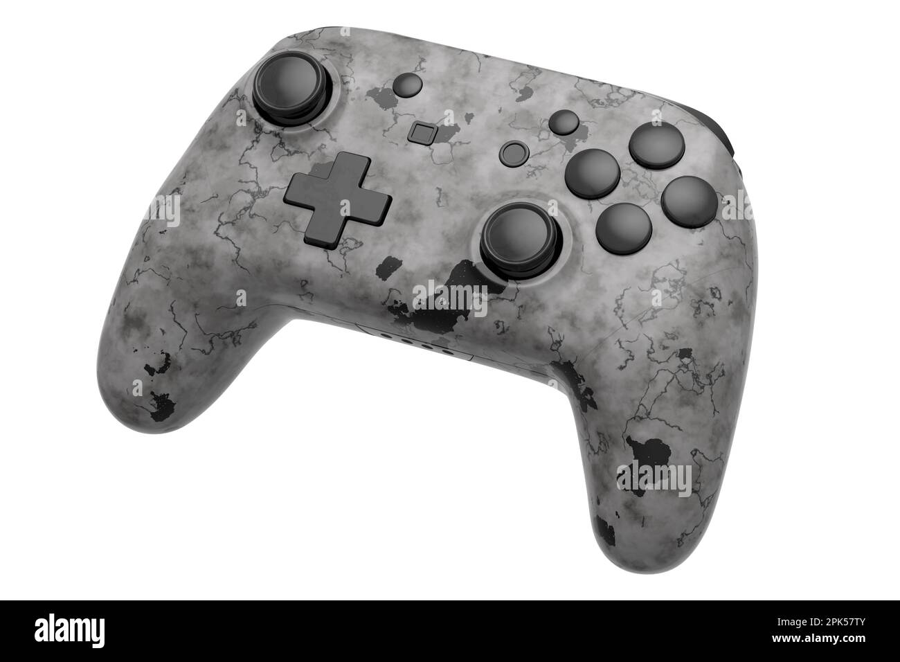 Realistic video game joystick with black marble texture on white ...