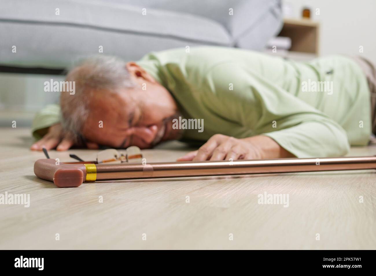 Elderly people accident slip and fall, Accident of senior slip and fall to floor Stock Photo - Alamy