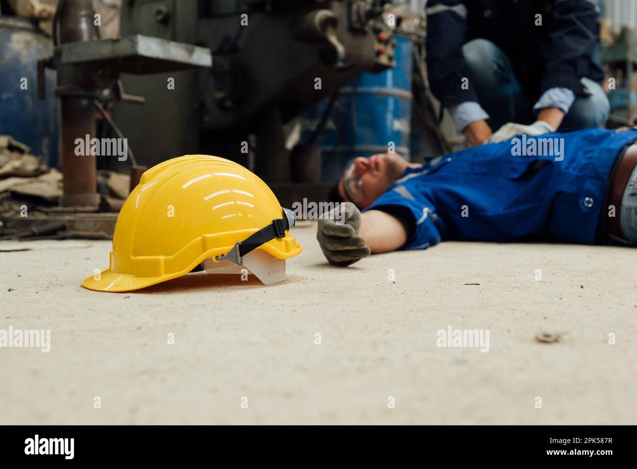 Engineer worker with accident at factory, Injury from machine working ...