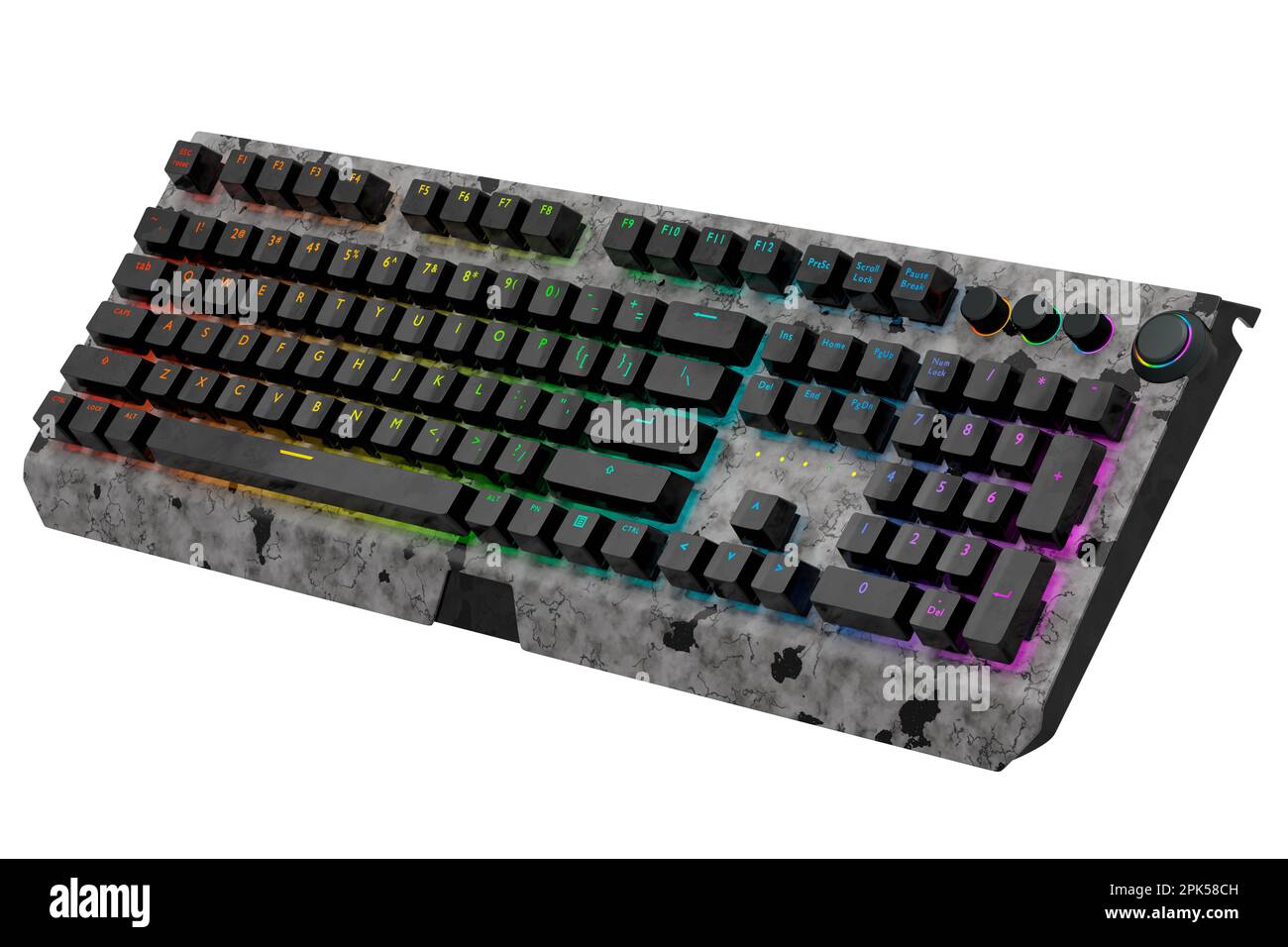 Realistic Computer Keyboard With Black Marble Texture Isolated On White