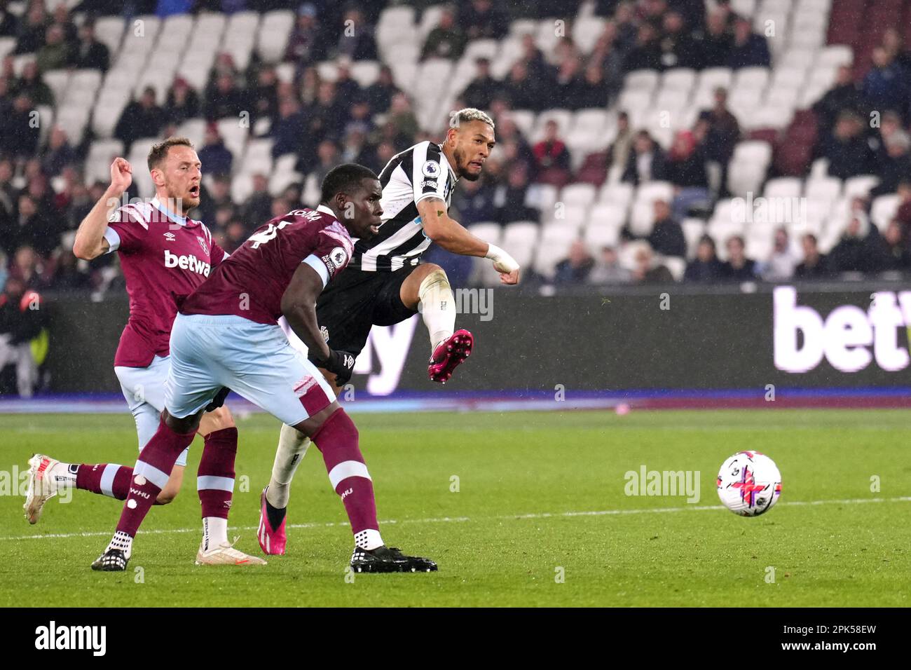 Newcastle United's Joelinton scores their side's fifth goal of the game ...