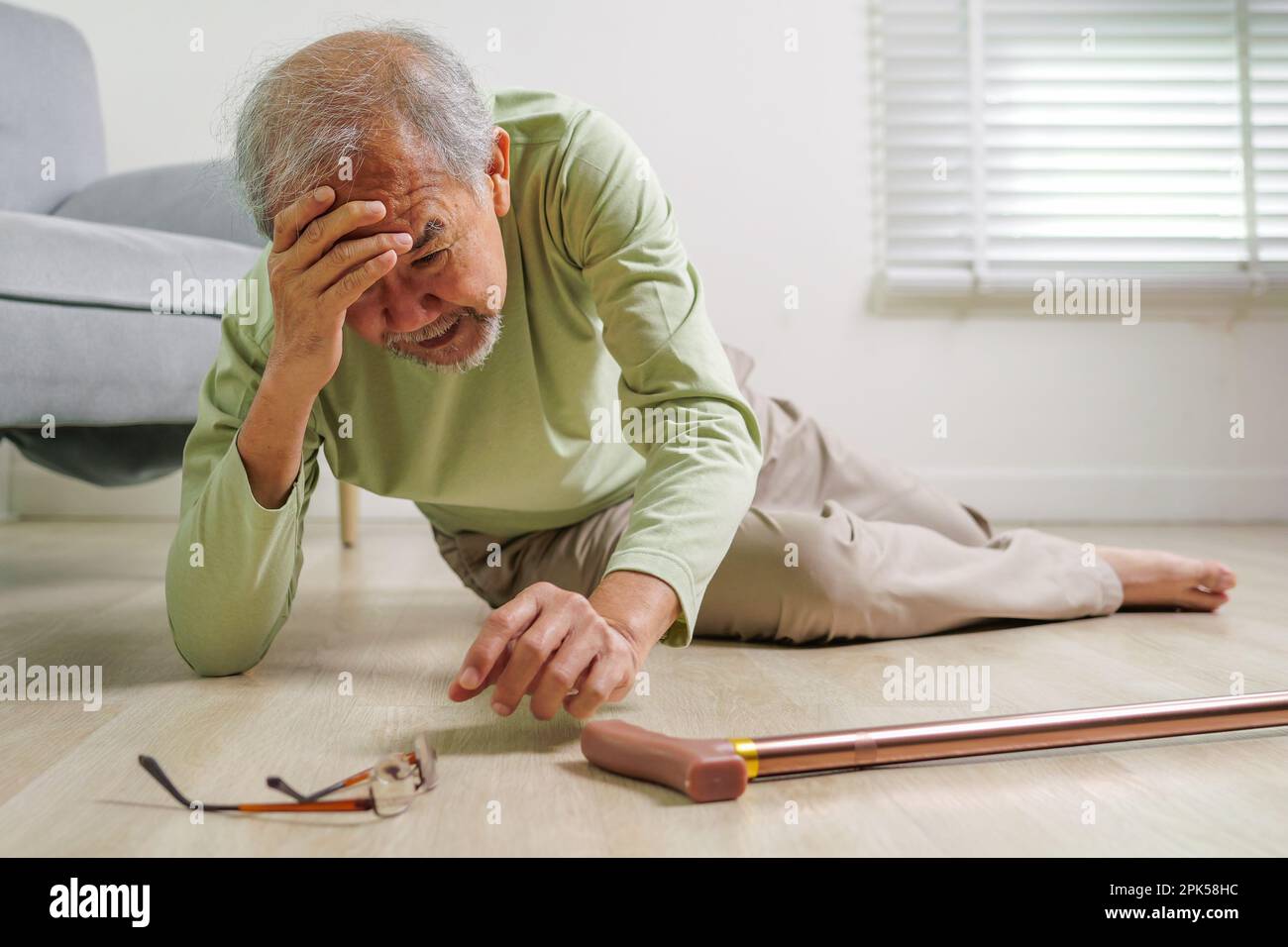 Elderly people accident slip and fall, Accident of senior slip and fall to floor Stock Photo - Alamy