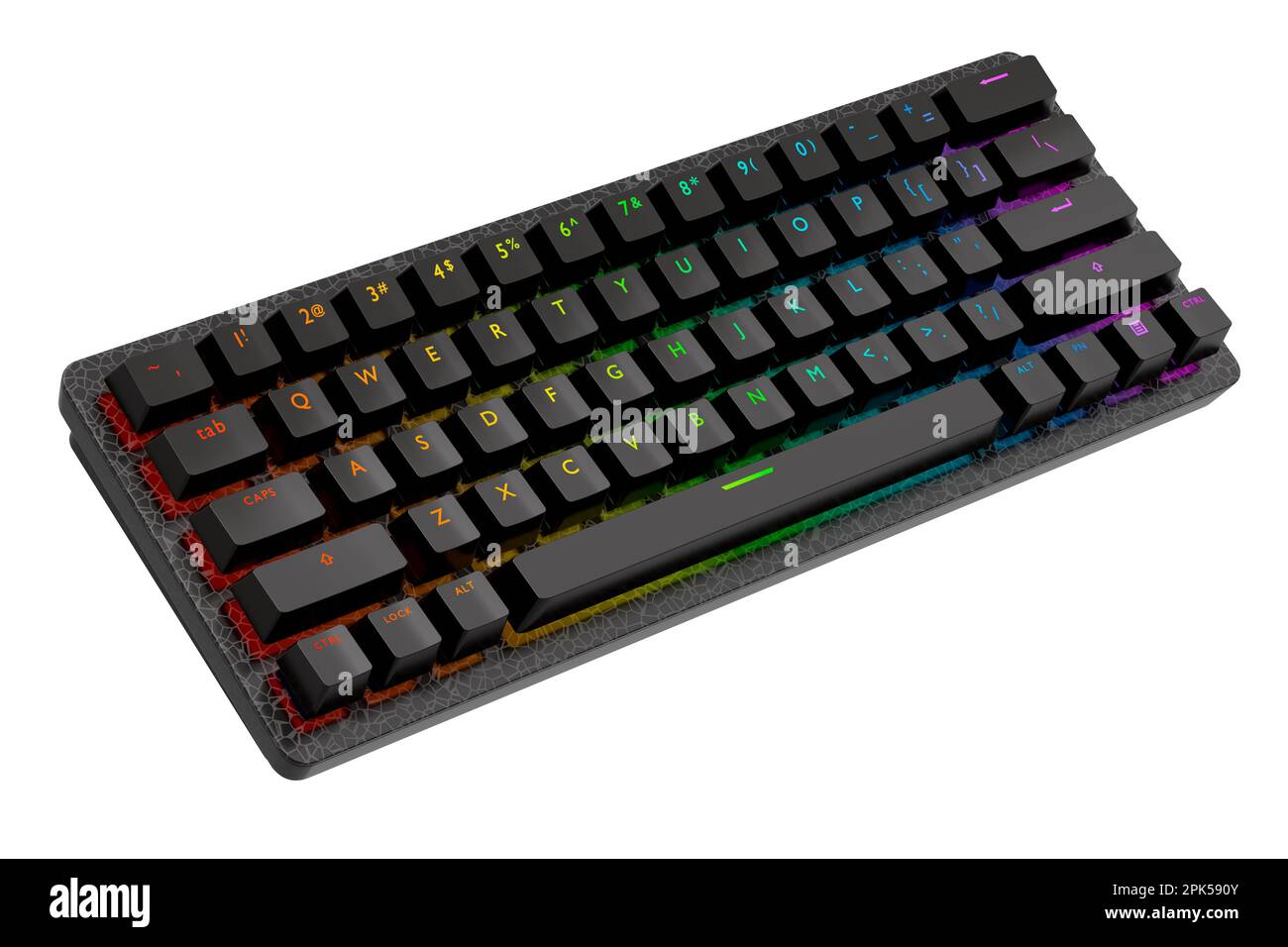 Realistic Computer Keyboard With Black Chrome Texture Isolated On White