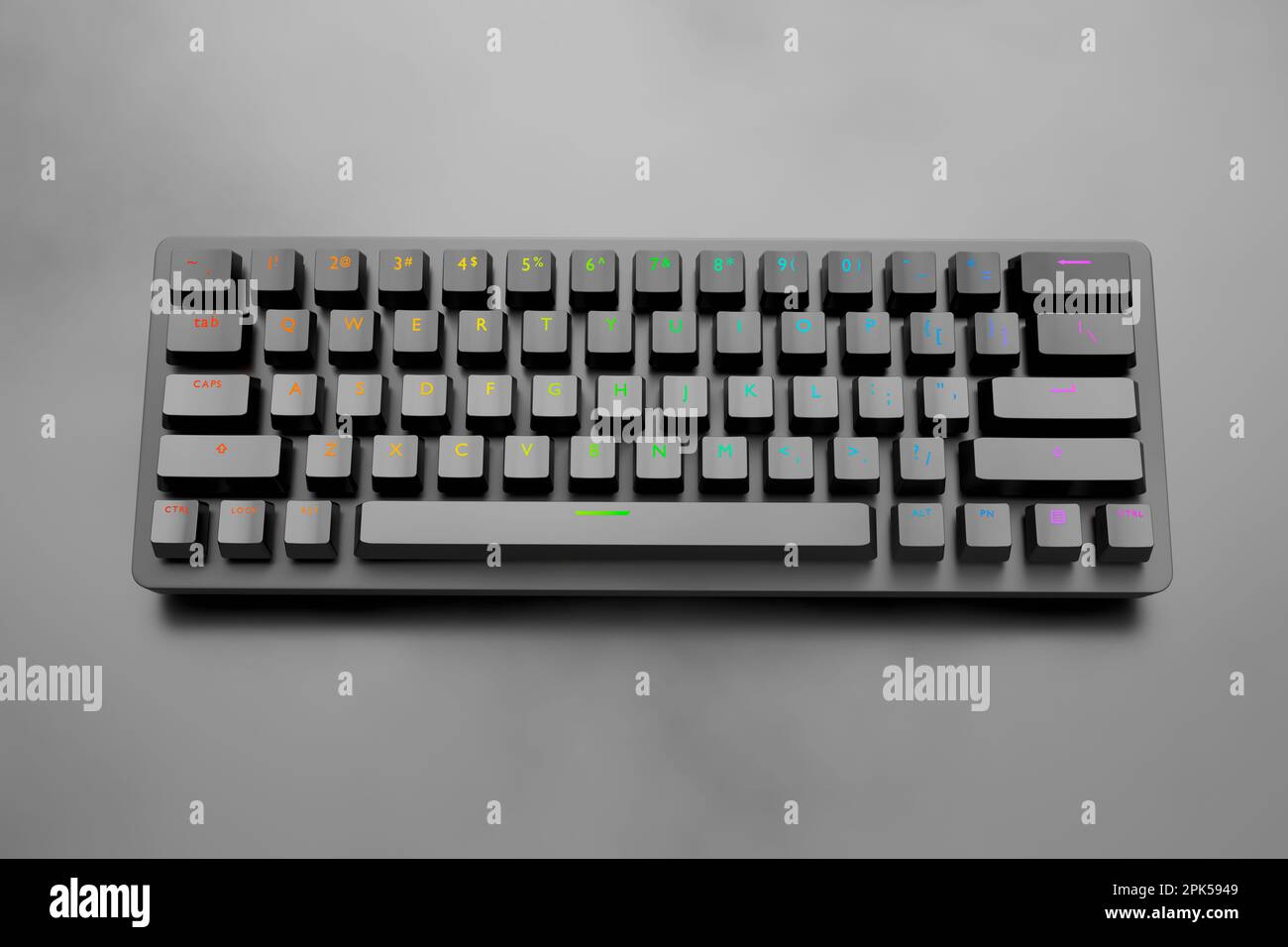 Realistic Computer Keyboard With Black Chrome Texture Isolated On Dark