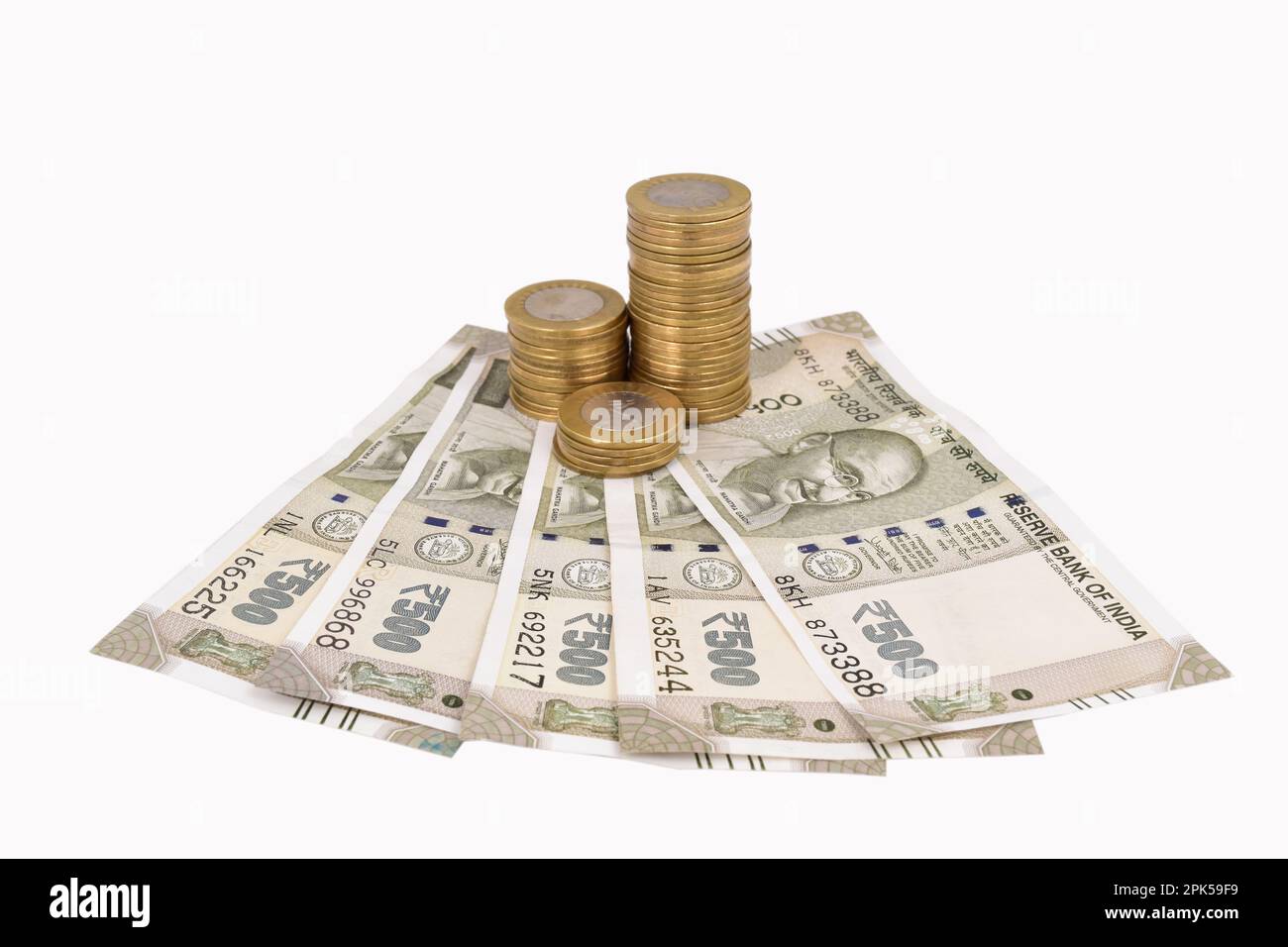 Indian currency on white background Stock Photo - Alamy
