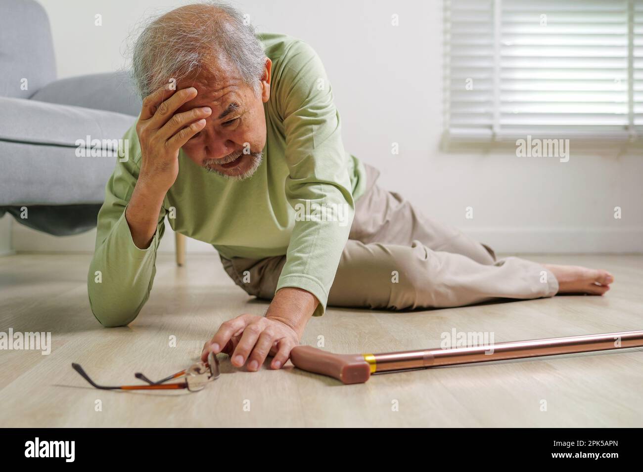 Elderly people accident slip and fall, Accident of senior slip and fall to floor Stock Photo - Alamy