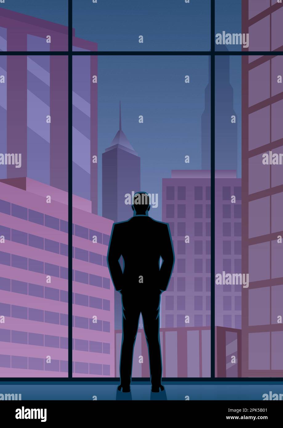 Silhouette man standing window watching Stock Vector Images - Alamy