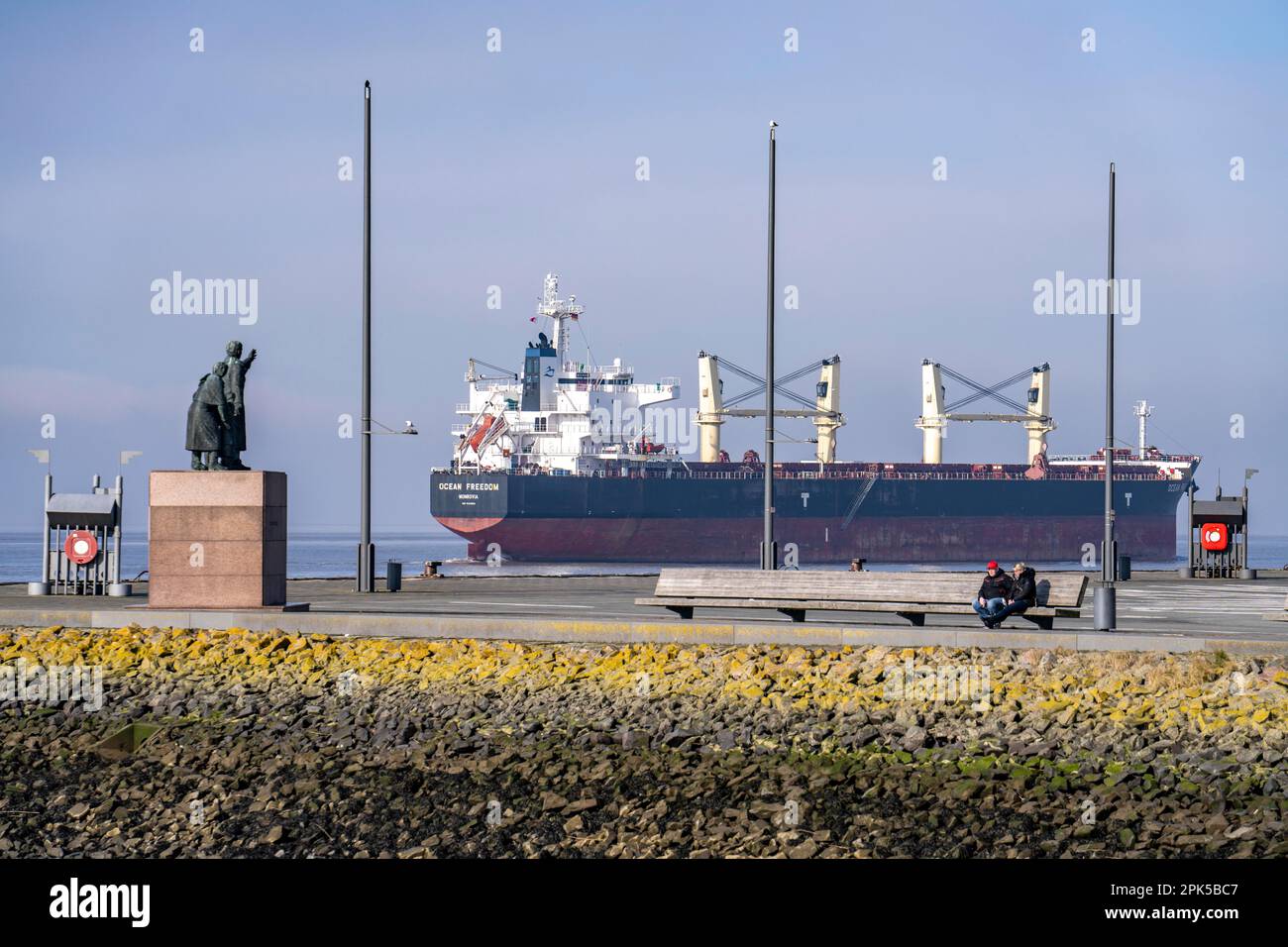 Weser estuary near Bremerhaven,Willy-Brandt-Platz, monument The ...