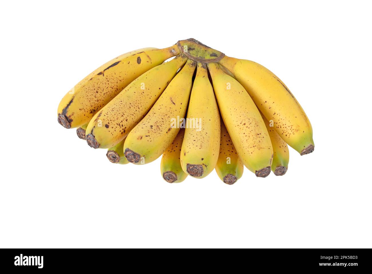 Bunch of ripe banana fruits with sugar spots isolated on white ...