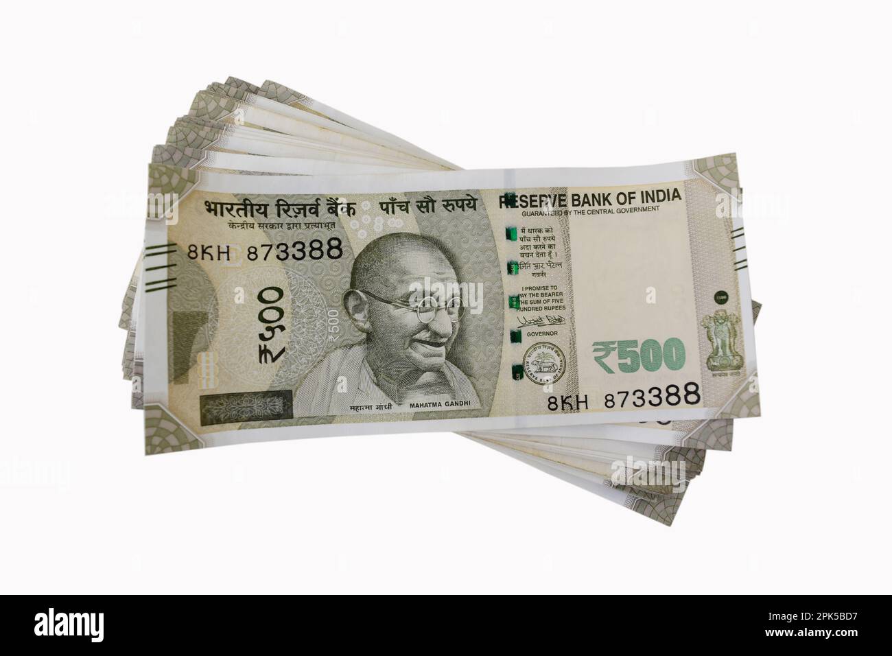 Bundle Of 500 Rupee Note Isolated On White Background With Clipping