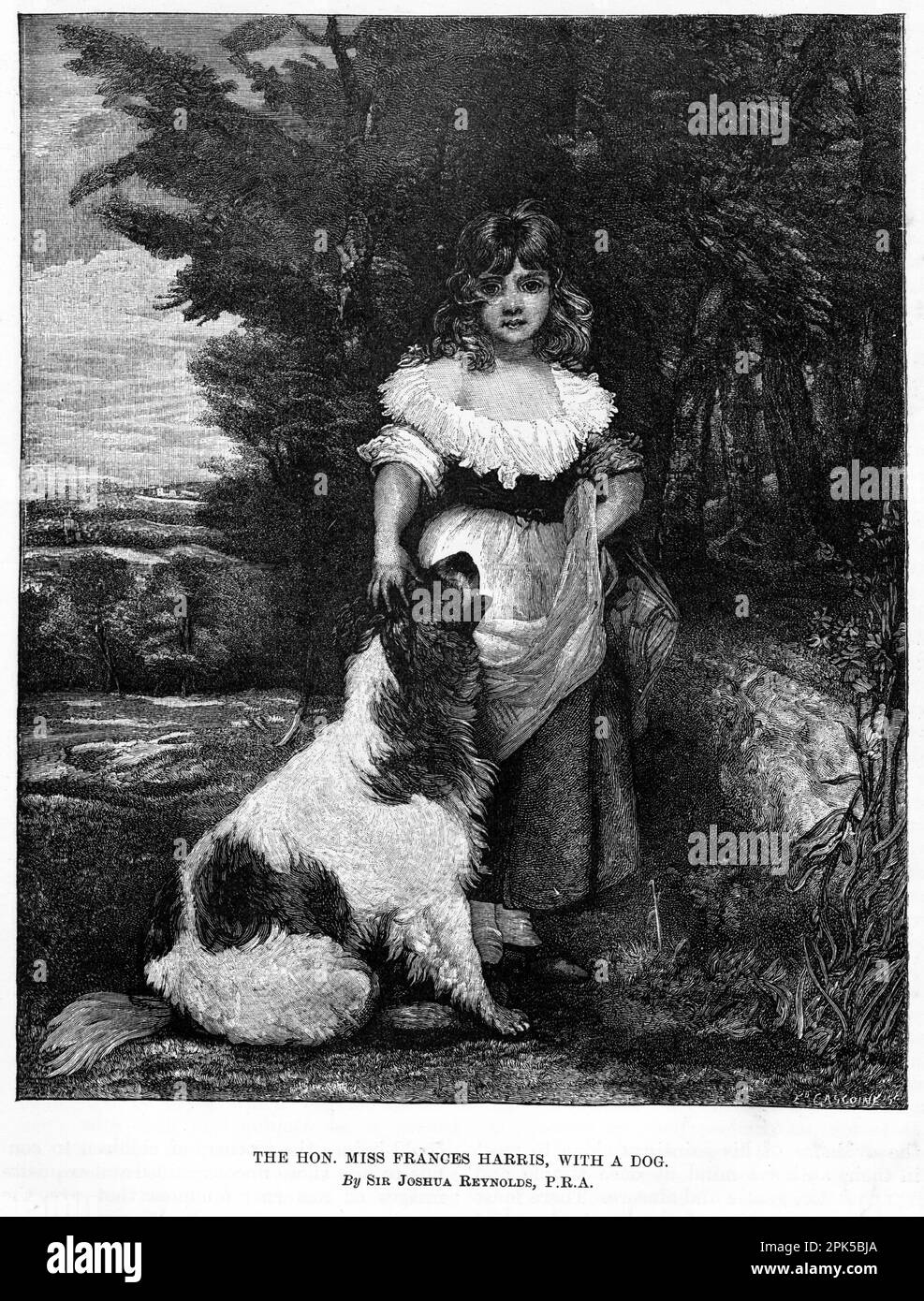Portrait of Miss Frances Harris with a dog. Published circa 1880 Stock ...