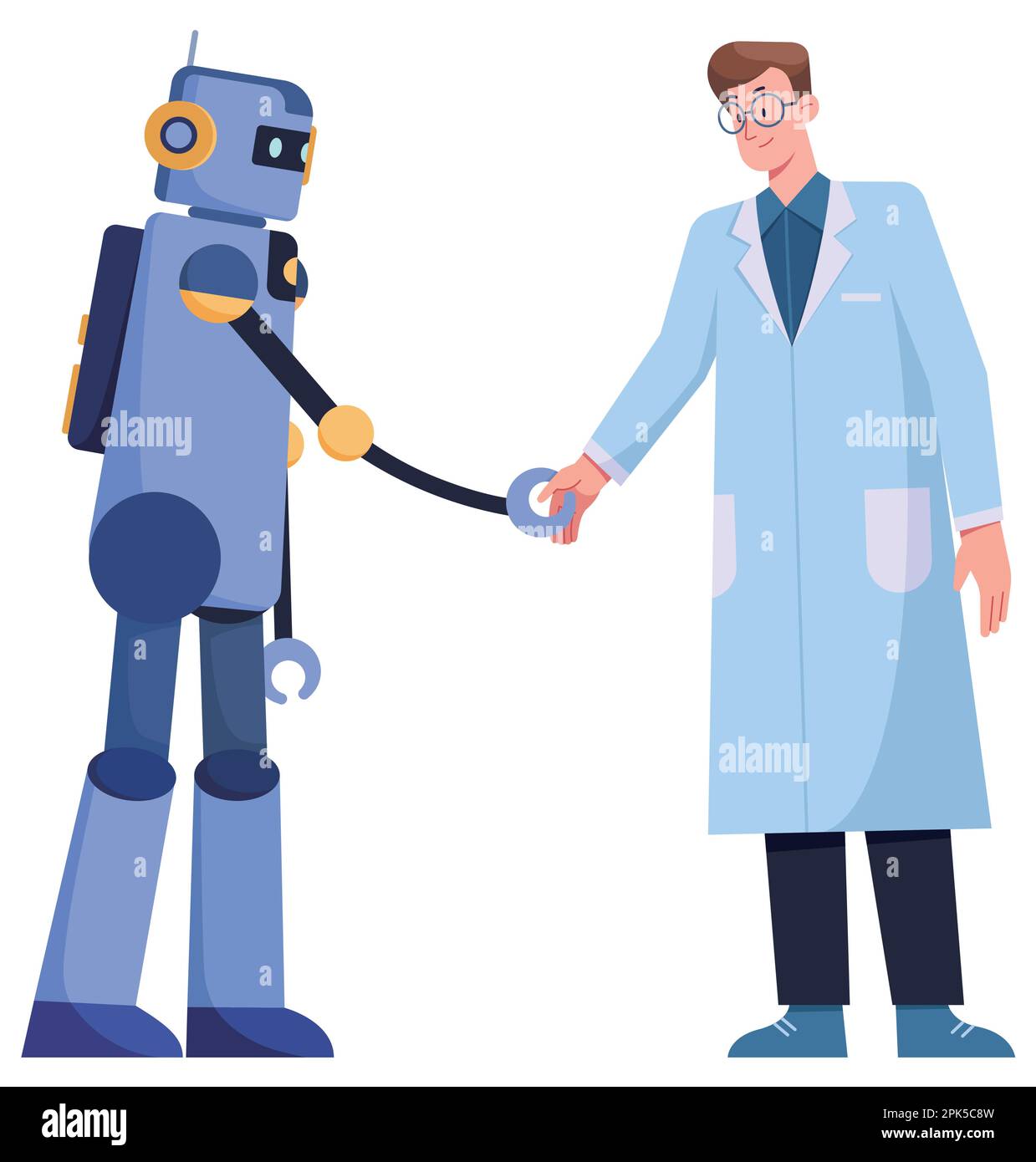 Scientist and Robot on White Stock Vector Image & Art - Alamy