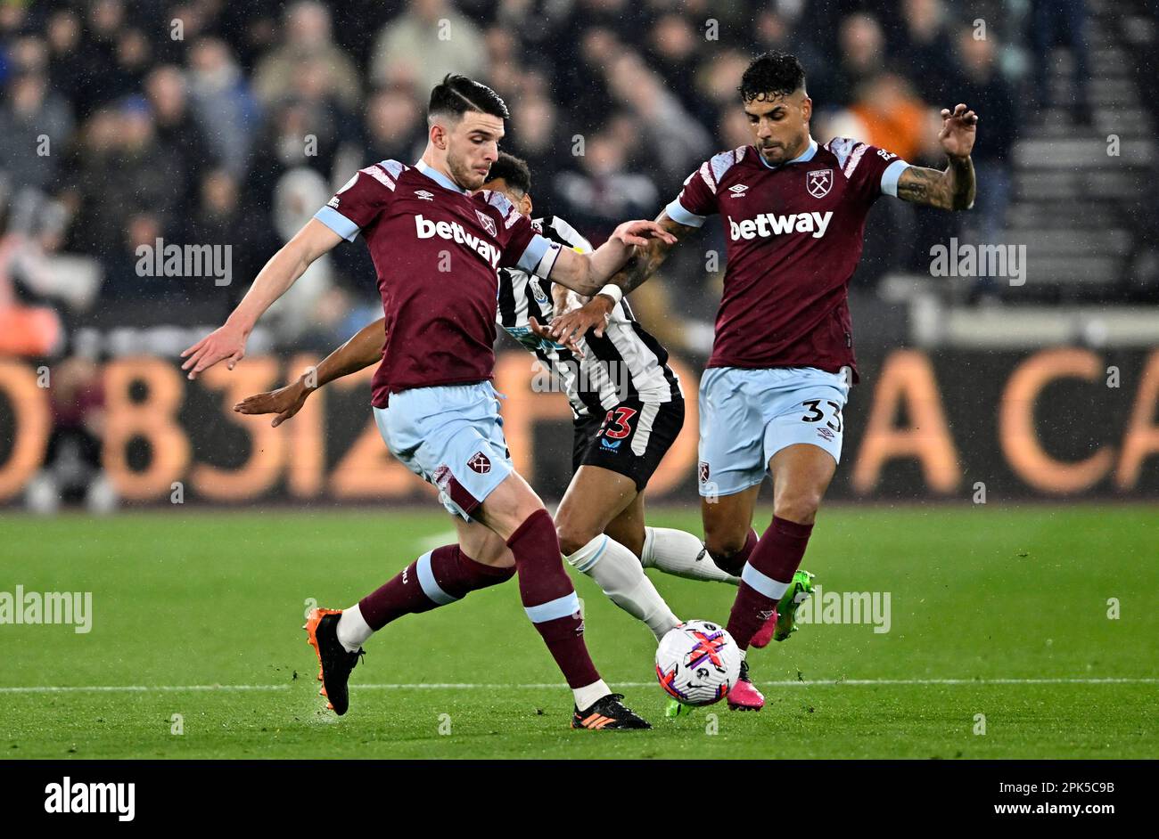 London, UK. 5th Apr, 2023. Declan Rice (West Ham) and Emerson (West Ham ...