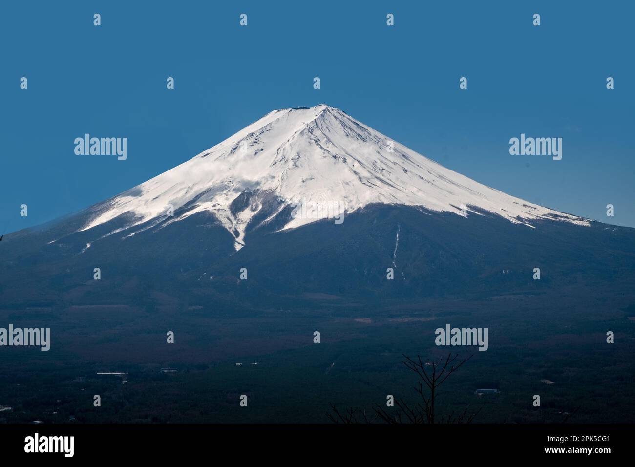 snow capped mount fujijama in Japan under clear blue sky Stock Photo ...