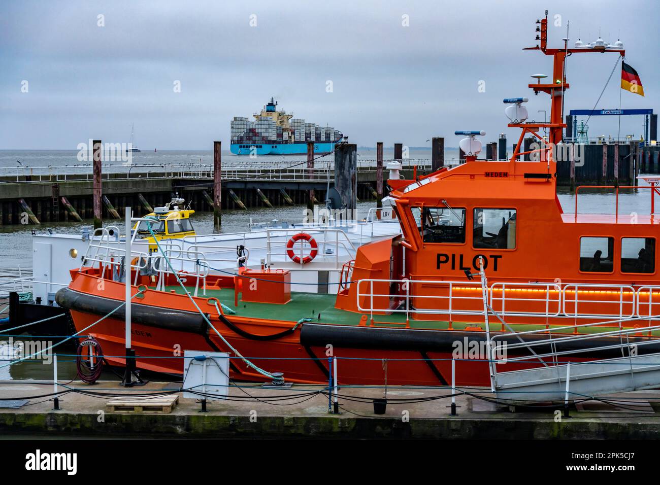 Pilot boats, Pilot Boats, at the pier at the Alte Liebe in the harbour ...