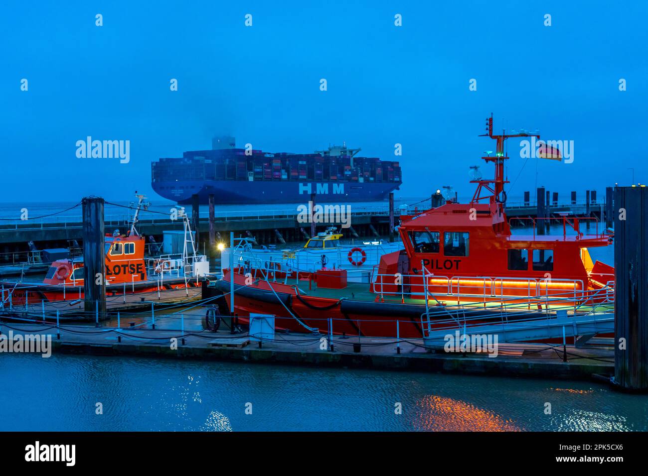 Pilot boats, Pilot Boats, at the jetty at the Alte Liebe in the harbour ...